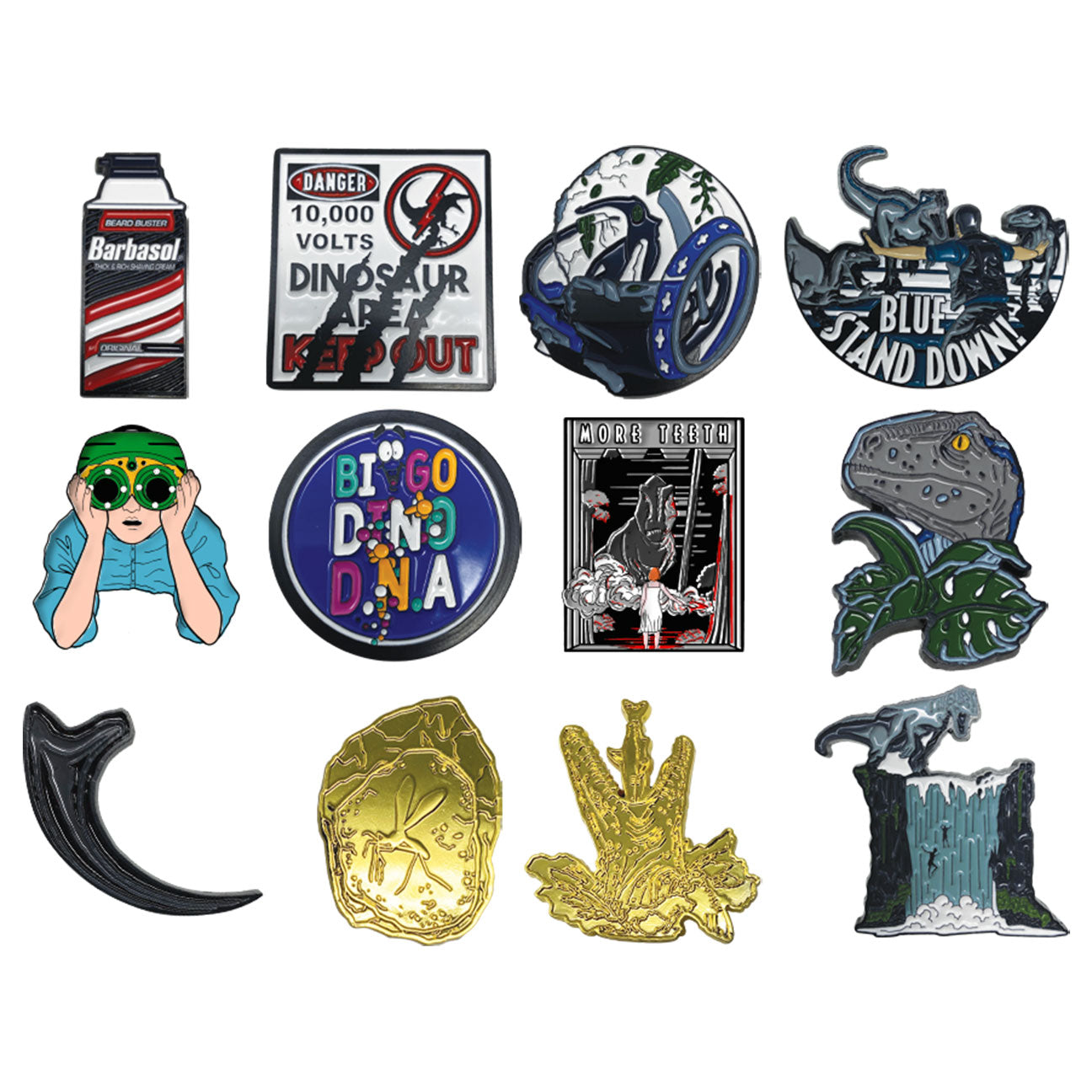 Jurassic Park & Jurassic World Mystery Pin Badge CDU Containing 12 Bli ...