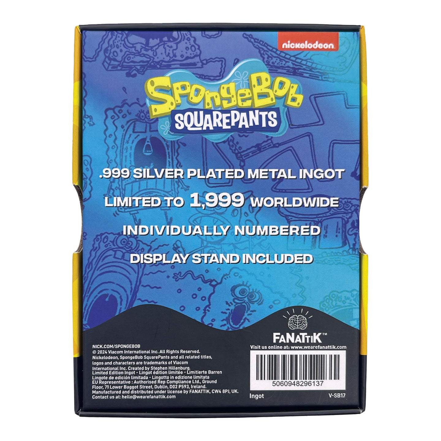 SpongeBob SquarePants 25th Anniversary .999 Silver Plated Ingot – Fanattik